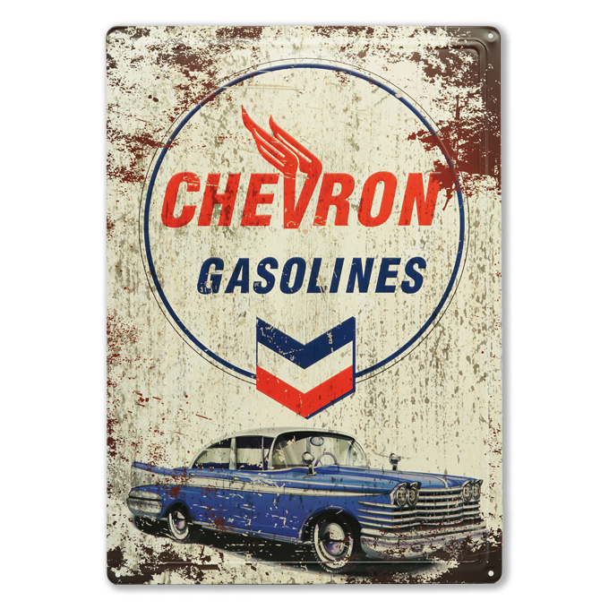 Chevron Gasoline Tin Sign - ABC Distributors, Inc.